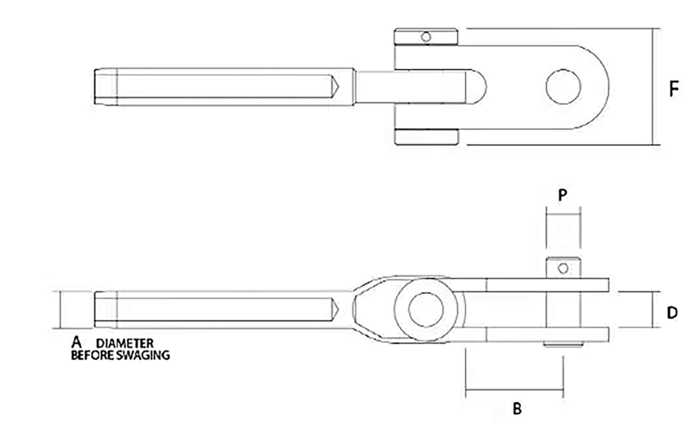 Swage Eye Toggle Fork Us Spars 1120